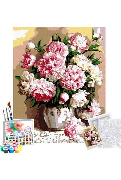 Tabdiko Sayılarla Boyama Seti 40 x 50 cm Tuval Şasesine Gerili Karanfiller