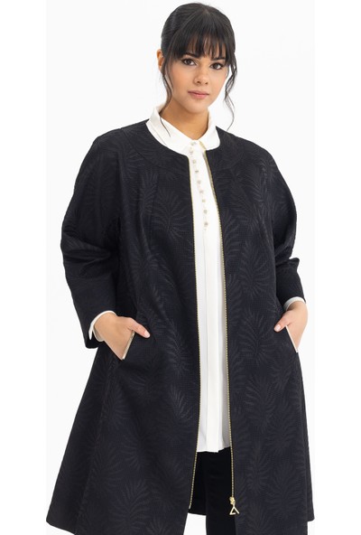 GALAXI Kadın Büyük Beden A Kesim Geniş Kollu Kap 3051010 Siyah
