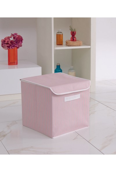 Rope Home Pudra Çizgili Kapaklı Kutu 30 x 30 x 30 cm Rope Home Pudra Çizgili Kapaklı Kutu 30 x 30 x 30 cm