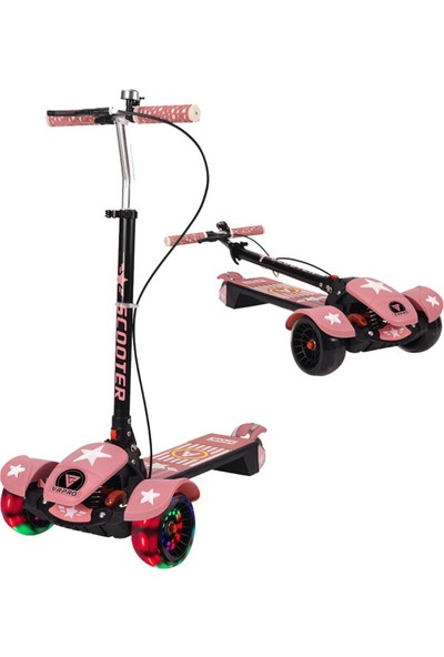 VRPRO Scooter Bluetoothlu Müzikli ve LED Işıklı Frenli Pembe VRPRO Scooter Bluetoothlu Müzikli ve LED Işıklı Frenli Pembe
