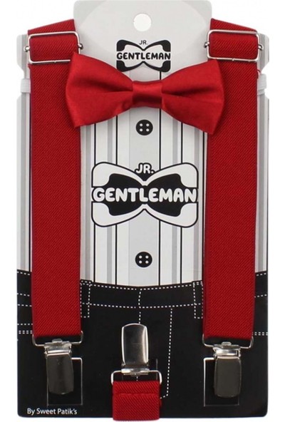 Nekibuki Erkek Çocuk Papyonlu Pantolon Askısı Kırmızı