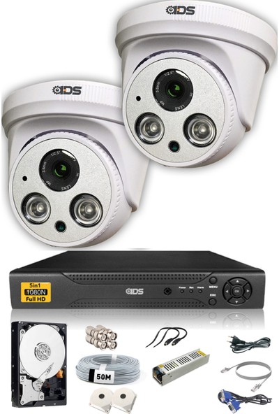 Ids - 2 Kameralı 5 Mp Sony Lensli 1080P Full HD Güvenlik Kamerası Sistemi - Cepten İzle - 250 Iç Ids - 2 Kameralı 5 Mp Sony Lensli 1080P Full HD Güvenlik Kamerası Sistemi - Cepten İzle - 250 Iç