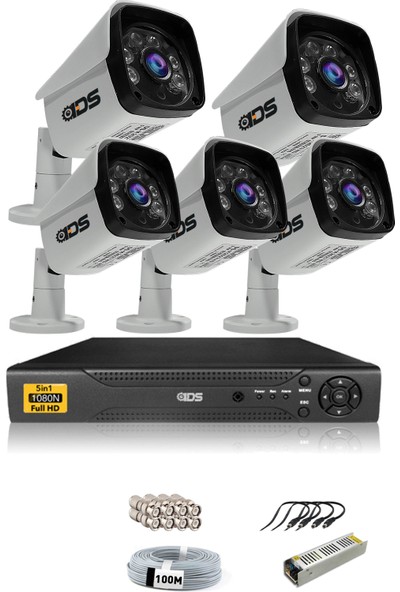 Ids - 5 Kameralı 5 Mp Sony Lensli 1080P Full HD Güvenlik Kamerası Sistemi - Hard Disksiz Ids - 5 Kameralı 5 Mp Sony Lensli 1080P Full HD Güvenlik Kamerası Sistemi - Hard Disksiz