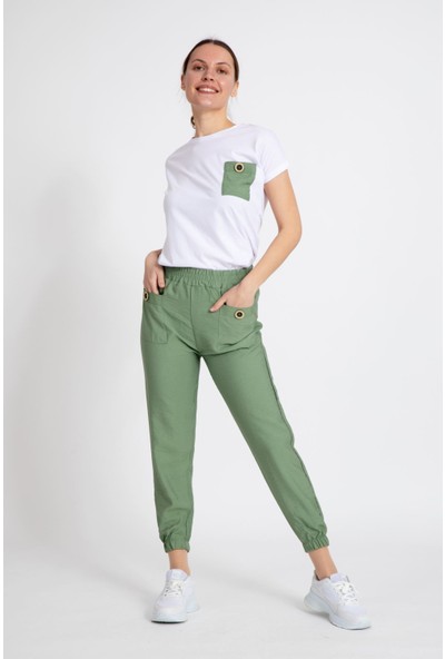Giysa Kadın Süs Cepli Kısa Kol Beyaz-Mint Ikili Takım Giysa Kadın Süs Cepli Kısa Kol Beyaz-Mint Ikili Takım