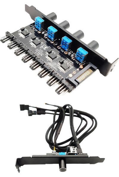 2 Adet 12 V Bilgisayar Pc Kılıfı Soğutma Fanı Hub Regülatörü 4pın / 3pın Hız Kontrol Cihazı