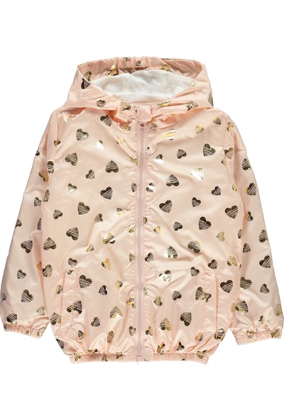 Civil Girls Kız Çocuk Kapüşonlu Yağmurluk 6-9 Yaş Pudra