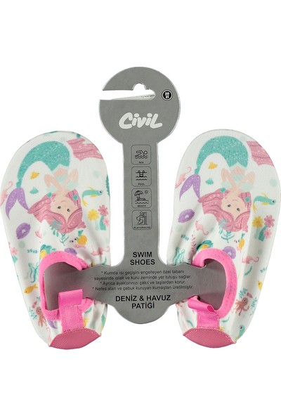 Civil Kız Çocuk Deniz ve Havuz Patiği 20-26 Numara Beyaz
