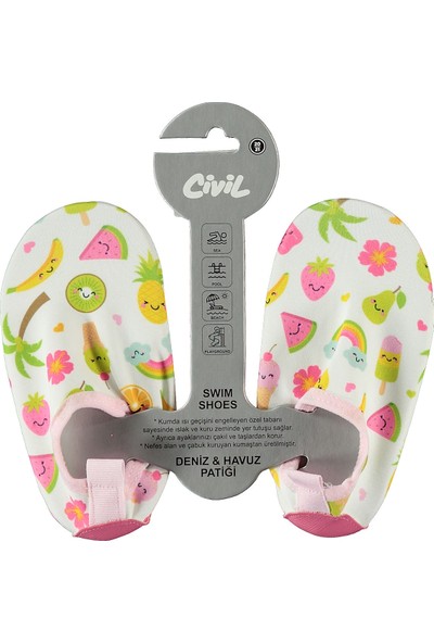 Civil Girls Kız Çocuk Deniz ve Havuz Patiği 20-26 Numara Beyaz