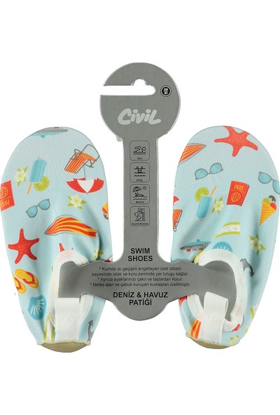 Civil Erkek Çocuk Deniz ve Havuz Patiği 20-26 Numara Mavi