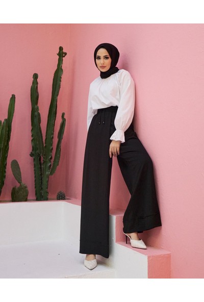Neways Süs Bağcıklı Krep Pantolon Etek Siyah 1155 Neways Süs Bağcıklı Krep Pantolon Etek Siyah 1155