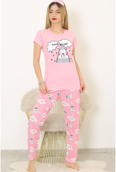 Bkmc Baskılı Pijama Takımı Pembe