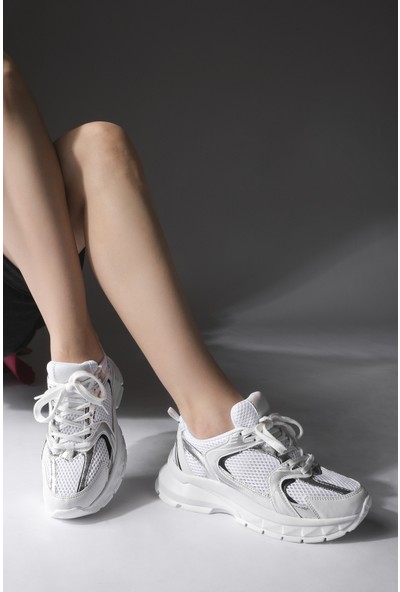Marjin Kadın Sneaker Kalın Taban Bağcıklı Spor Ayakkabı Tilen