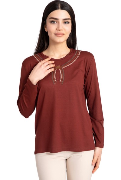 Mutlu City Yeni Sezon 2022 Kadın Orta Yaş ve Üzeri Likralı Nakış Desenli Anne Penye Bluz 6280-TABA Mutlu City Yeni Sezon 2022 Kadın Orta Yaş ve Üzeri Likralı Nakış Desenli Anne Penye Bluz 6280-TABA