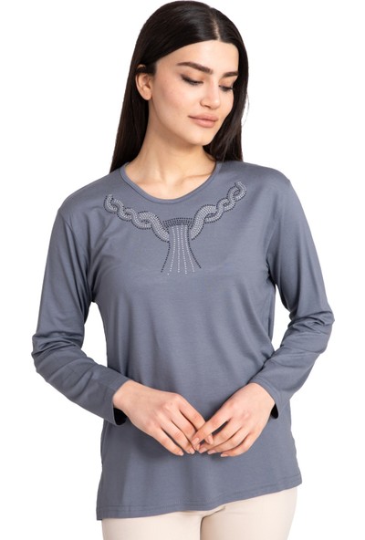 Mutlu City Yeni Sezon 2022 Kadın Orta Yaş ve Üzeri Likralı Yaka Taş Işlemeli Anne Penye Bluz 6270-GRI Mutlu City Yeni Sezon 2022 Kadın Orta Yaş ve Üzeri Likralı Yaka Taş Işlemeli Anne Penye Bluz 6270-GRI