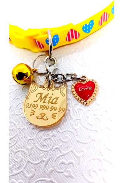 Sempati Store Kişiye Özel Kedi Tasması ve Kedi Isim Künyesi Isimlik