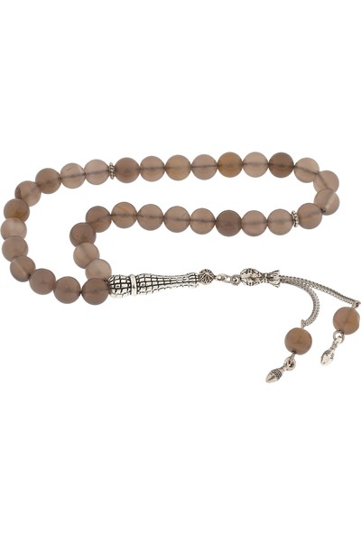 Gumush ​doğaltaş Metal Püsküllü Su Akiği Tesbih