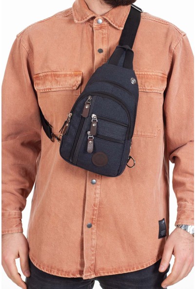 Newish Unisex Kanvas Su Geçirmez Boyd Bag Çift Taraflı Çapraz Omuz Çantası Siyah (18X27CM)