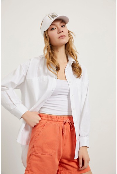 Armalife 7110 Büyük Cep Oversıze Kadın Gömlek