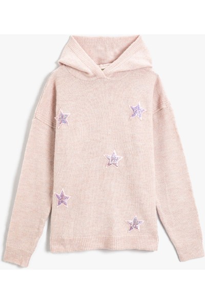 Koton Yıldız Pul Palet Işlemeli Kapşonlu Uzun Kollu Kazak Koton Yıldız Pul Palet Işlemeli Kapşonlu Uzun Kollu Kazak