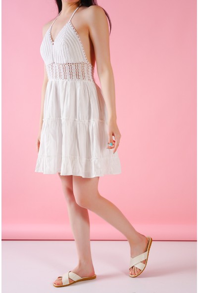 Aris Styling Beyaz Örgü Elbise Aris Styling Beyaz Örgü Elbise