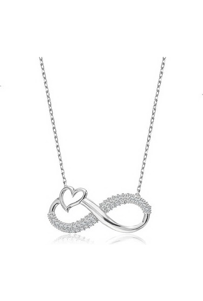 Silver Gümüş Kalpli Sonsuzluk Kadın Kolye Silver Gümüş Kalpli Sonsuzluk Kadın Kolye