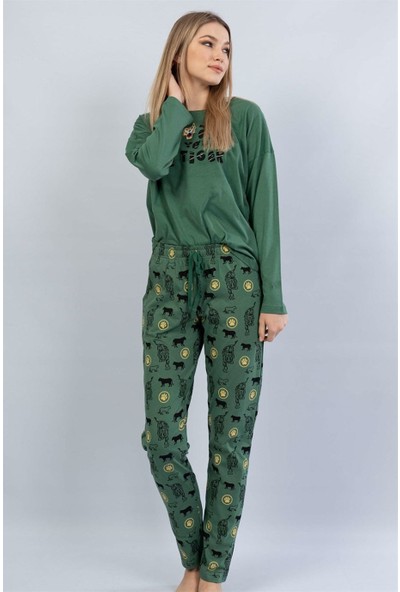 Vienetta Kadın Haki Uzun Kol Eteği Oval Manşetli Pijama Takım 1070160462 Vienetta Kadın Haki Uzun Kol Eteği Oval Manşetli Pijama Takım 1070160462