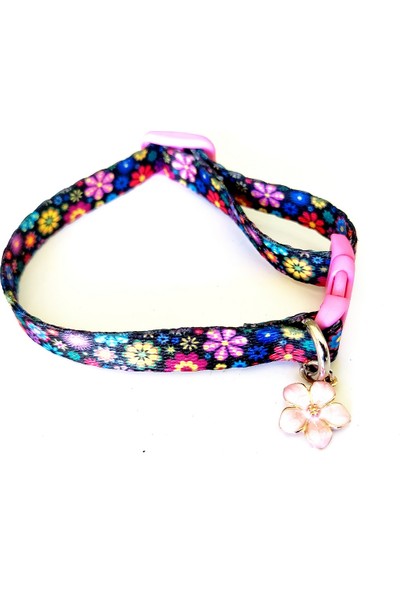 Ayz Kedi Tasması, Çiçek Desenli El Yapımı Özel Üretim, Boy 17CM-28CM