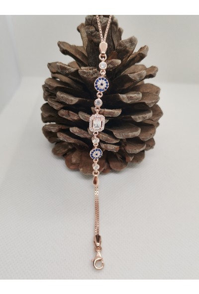 GümüşPark Midyat 925 Ayar Gümüş Nazar Boncuklu Kar Taneli Bileklik