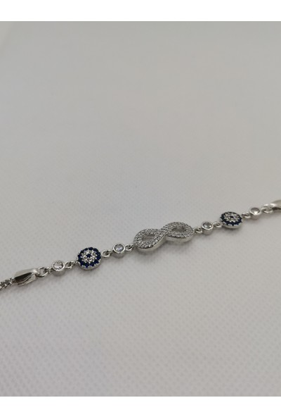 GümüşPark Midyat 925 Ayar Gümüş Sonsuzluk Nazar Boncuklu Bileklik