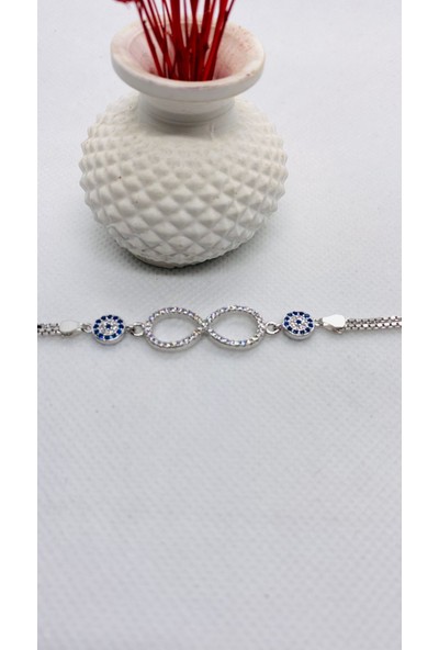 GümüşPark Midyat 925 Ayar Gümüş Sonsuzluk Nazar Boncuklu Bileklik