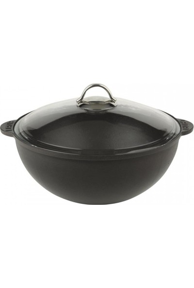Lava Döküm Yuvarlak Kazan Cam Kapaklı / Tencere. Çap(Ø)30 Cm.
