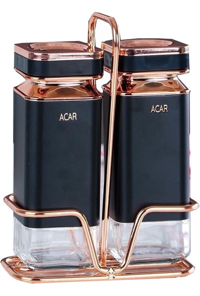 Acar Standlı 2 Li Baharatlık Seti Siyah