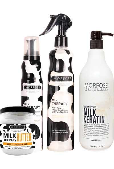 Morfose Milk Keratin Sütü Şampuanı 4'Lü Saç Bakım Ve Şekillendirme Seti