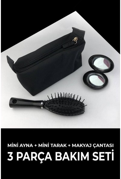 Tedarik Yolu 3'lü Makyaj & Bakım Seti - Makyaj Çantası - Mini Cep Tarak - Mini Ayna - Kozmetik Çanta Seti Tedarik Yolu 3'lü Makyaj & Bakım Seti - Makyaj Çantası - Mini Cep Tarak - Mini Ayna - Kozmetik Çanta Seti