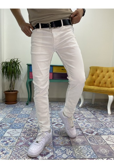 Miss Lida Erkek Kot Pantolon Beyaz