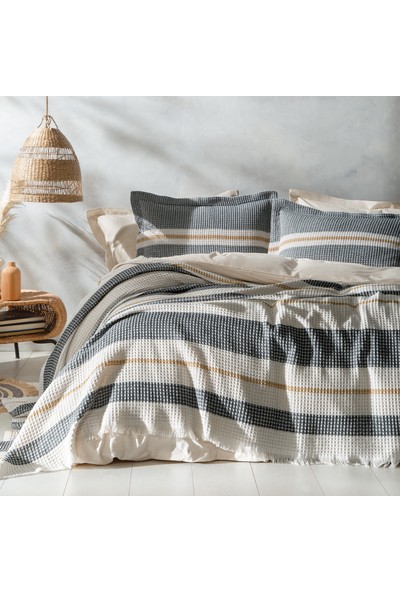 Yataş Bedding Rodi Tek Kişilik Pike Yatak Örtüsü Seti - Antrasit