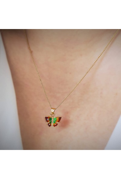 Lilarote Kelebek Altın Kolye