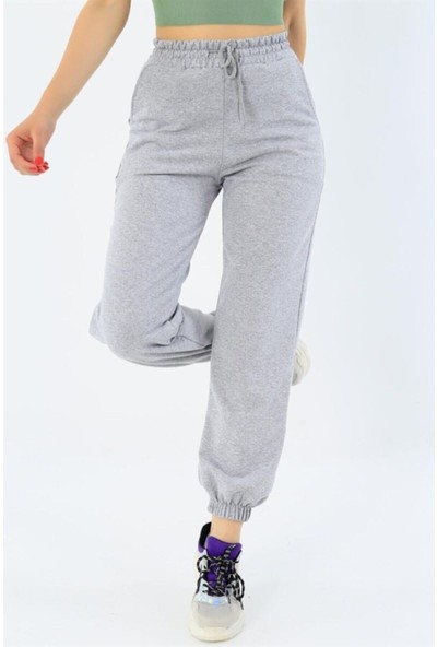 Molly Yüksek Belli Jogger Yazlık Gri Eşofman Altı Molly Yüksek Belli Jogger Yazlık Gri Eşofman Altı