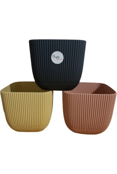 Tuğel Flowers 3 Adet Plastik Mercan Kare Saksı No:3 (1.8 Litre) Tuğel Flowers 3 Adet Plastik Mercan Kare Saksı No:3 (1.8 Litre)