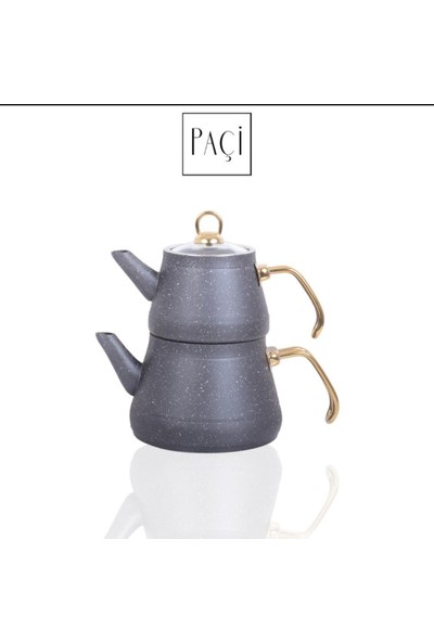 Paçi Paçi-Metal Kulplu Pramit Granit Çaydanlık Beyaz Paçi Paçi-Metal Kulplu Pramit Granit Çaydanlık Beyaz