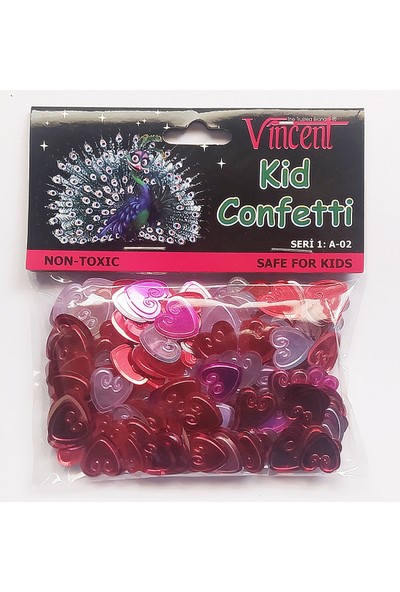Vincent Confetti Metalik Renkli Elişi Pulları Kalp