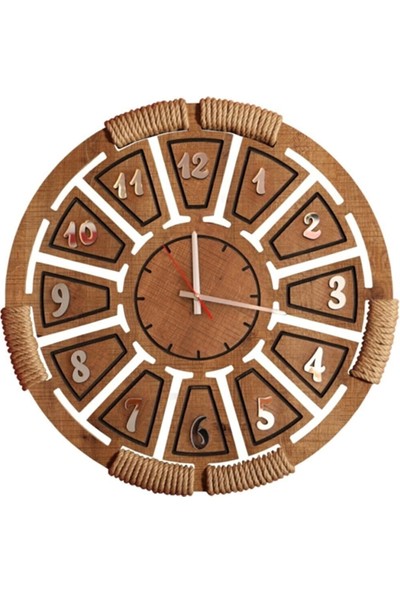 Biomak Gümüş Kabartmalı Jüt Halat Işlemeli Ahşap Saat 35 cm Biomak Gümüş Kabartmalı Jüt Halat Işlemeli Ahşap Saat 35 cm