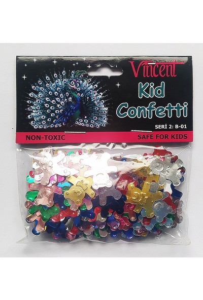 Vincent Confetti B-01 Renkli Elişi Pulları Ayıcık