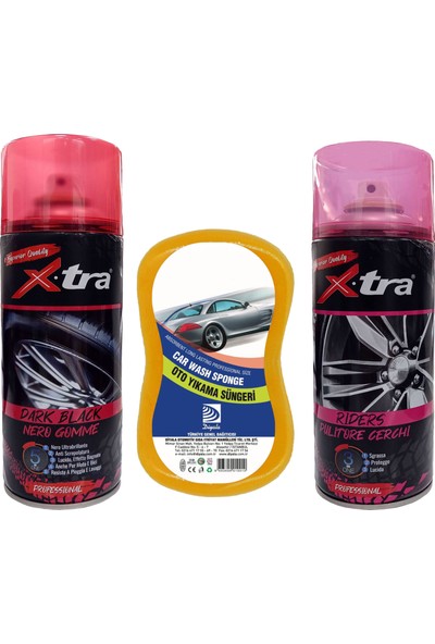 Xtra Lastik PARLATICI-400 ml + Jant Temizleyici- 400 ml + Sünger Xtra Lastik PARLATICI-400 ml + Jant Temizleyici- 400 ml + Sünger