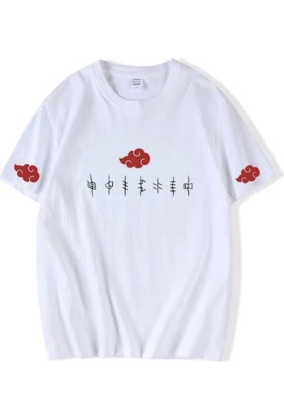 Amor Man Japon Anime Bulut Baskılı Pamuklu Ter Tutmayan Oversize Bol Kesim Erkek T-Şört