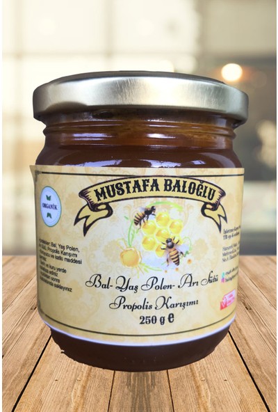 Mustafa Baloğlu Bal Ürünleri Bal + Yaş Polen + Arı Sütü + Propolis Karışımı 250 gr