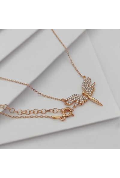 Gumush Gümüş Mikail Melek Rose Kolye 925 Ayar Gumush Gümüş Mikail Melek Rose Kolye 925 Ayar