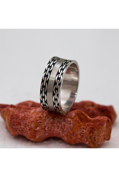 Silverplus Zincir Desenli Karartmalı Unisex Gümüş Alyans Silverplus Zincir Desenli Karartmalı Unisex Gümüş Alyans