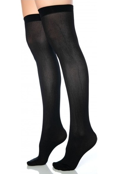 Soytemiz Çorap Kadın Siyah Dizüstü Orta Kalın Çorap