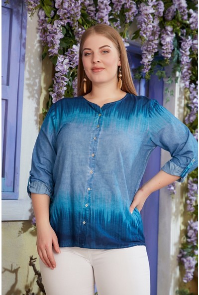 Rmg Büyük Beden Indigo Gömlek